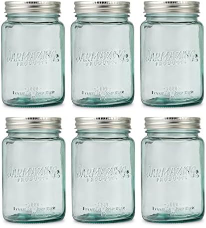 Amazon.com: Jarmazing Products Blue Vintage Glass Mason Jars - Six Pack ...