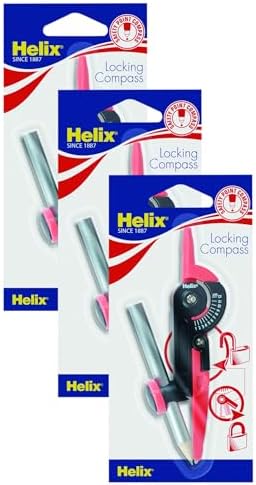 Helix Locking Compass (Assorted Colours), Red/Black (Pack of 3 ...