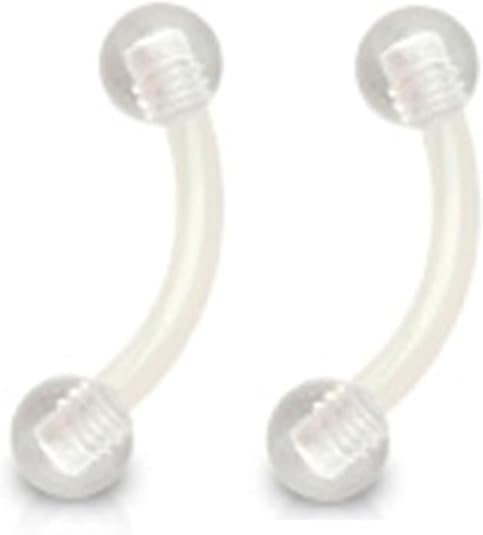 Amazon.com: 16GA Clear Bioflex Curved Eyebrow Retainer Ring Piercing ...