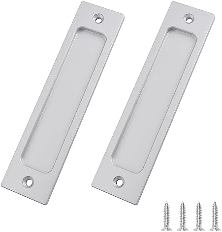 MOROBOR Rectangular Recessed Sliding Door Pulls, 2pcs Silver Flush Pull ...