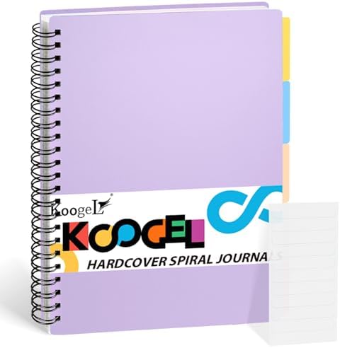 Koogel Hardcover Spiral Notebook with Tabs, A4 College Ruled Journals ...