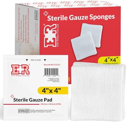 Amazon.com: Ever Ready First Aid Sterile Gauze Sponges 4" x 4" 8 Ply 2 ...