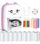 Carseatty Mini Thermal Printer, Inkless Mini Printer Compatible with ...