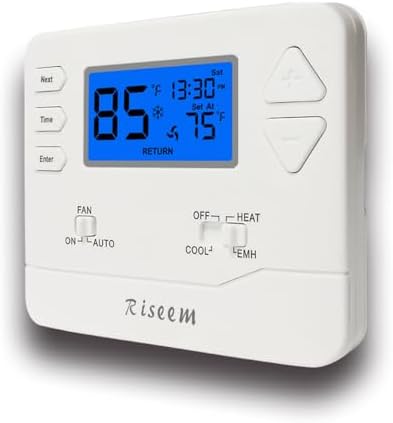 Programmable Thermostat, 2 Heat/1 Cool Heat Pump Or 1 Heat/1 Cool Conventional Systems, Blue ...