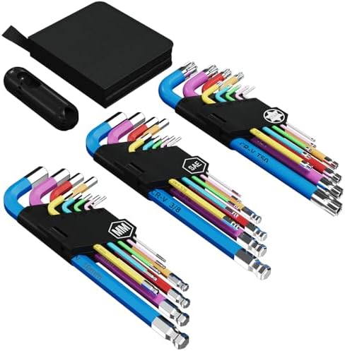 Fineonly 27 PCS Hex Key Set, Color-Coded, Chrome Vanadium Steel, Ideal ...