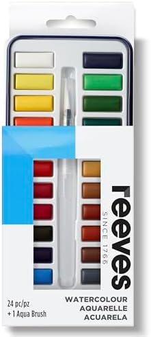 Reeves TITLE watercolour Paint Set with Aqua Brush– 24 rich colours ...