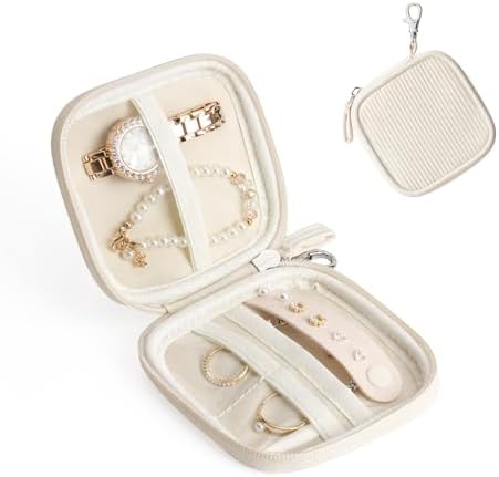 JIHUOO PU Leather Small Travel Jewelry Case Mini Ring Storage Box ...