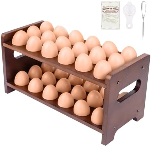 Amazon.com: DIMEGON 2 Tiers Wooden Egg Holder, Countertop Stackable ...