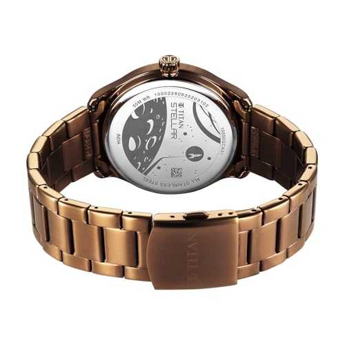Titan Stellar Analog with Dual Moon Phase and Brown Dial IP Bronze ...