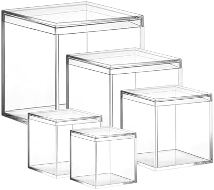 QWORK® 4 Pcs Acrylic Display Box, Storage Cubes, 10 X 10 X 10 cm, Clear ...