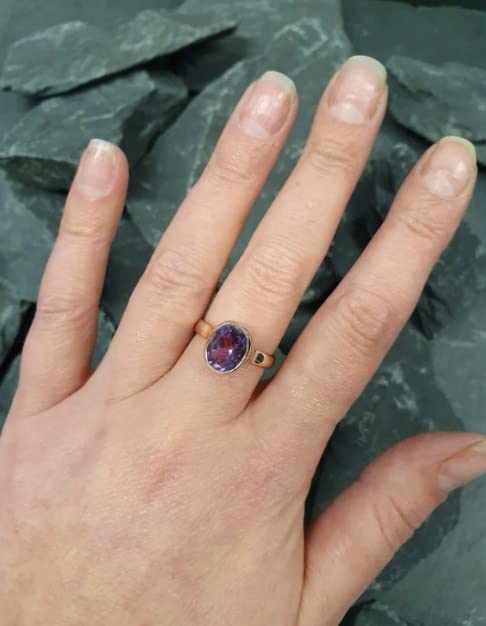 Buy QUARA Gems Neelam Ring 7.25 Ratti Gold Srilankan Blue Sapphire Ring ...