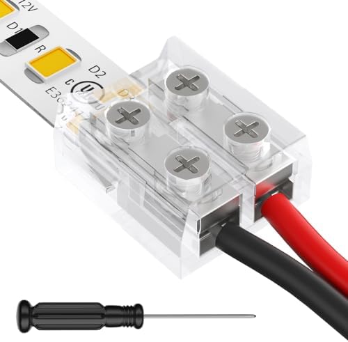 HitLights 12 Pack LED Connector 2 Pin 10mm Solderless LED Tape Lights ...