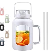 Amazon.com: BLUEGO 84oz Water Bottle Glass with Stainless Steel Handle Large 2.5l Water Bottle ...