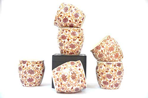 Crock Comforts Ceramic Handcrafted Stoneware Printed Chai Kullar/Kullad ...