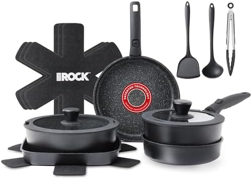 THE ROCK SMART SPACE 16pc Nonstick Pots and Pans Set with ROCK.TEC ...