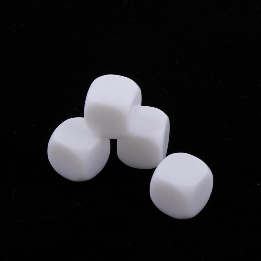 50-Pack 16mm Blank White Acrylic Dice - Round Corner D6 Cubes For DIY ...