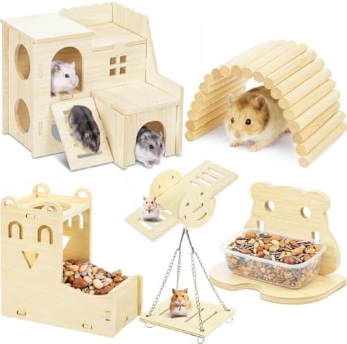 Amazon.com : BreezeHug 6 Pcs Hamster Wooden Hideouts Hamster Houses ...