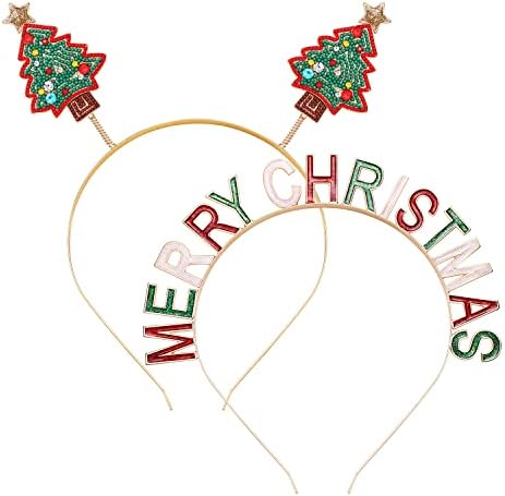 Amazon.com : boderier Christmas Headbands for Women Beaded Christmas ...