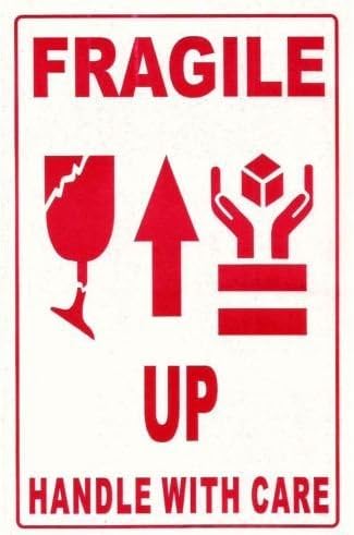 True-Ally Large Fragile Stickers - 100 x 150mm (4x6 inch) Strong ...