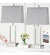 Rinweey Double Gourd Ceramic Table Lamps Set of 2, Modern White Bedside ...