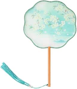Amazon.com: Chinese Round Hand Fans with Tassel, Embroidery Hand Fans ...