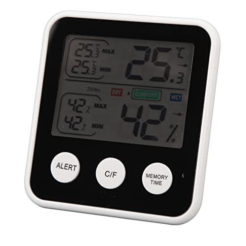 Temperature Humidity Gauge, 45° Frame ABS Practical Bold Font LCD ...