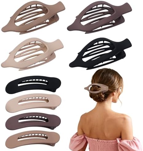 Amazon.com: 8 Pack Flat Hair Clips for Women – Matte Neutral Claw Clips ...