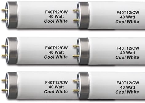 (6 Pack) F40T12/CW 40W 4 Foot Fluorescent Light Bulbs, 48 Inch T12 Lamp ...