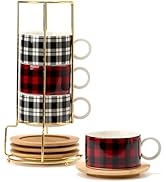 Amazon.com | LUKA 6 Ounce Porcelain Stackable Espresso Cups with ...