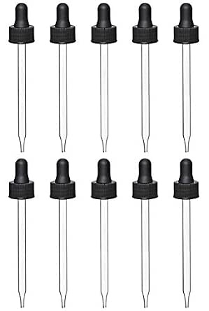 Pack of 10 Tapered Glass Droppers, 2mL Capacity, Rubber Bulb, Threaded ...