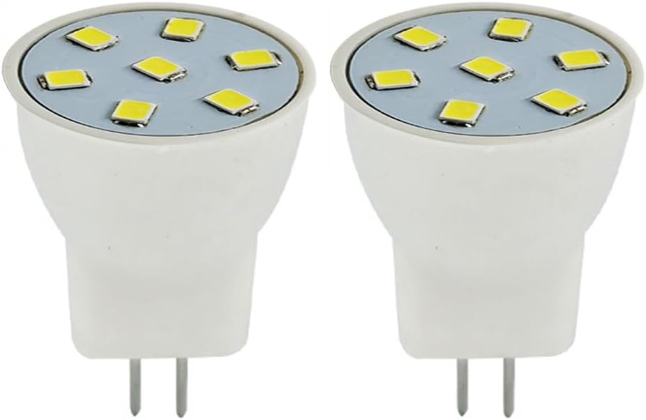Amazon.com: 2 件組 MR8 燈泡 12V AC/DC 2 瓦 LED 1 英吋(約 2.5 公分)直徑 20W 鹵素燈泡等效 ...