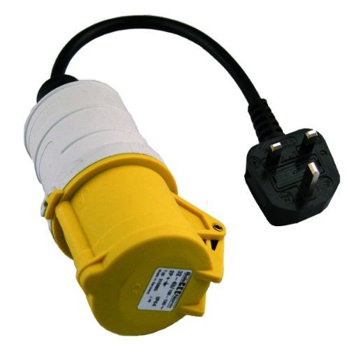 PAT Adaptor - 240V 13A Plug to 110V 32A 3-Pin 110V Socket (Yellow ...