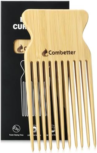 Amazon.com : Combeter Bamboo Hair Pick Comb for Thick Curly Hair ...