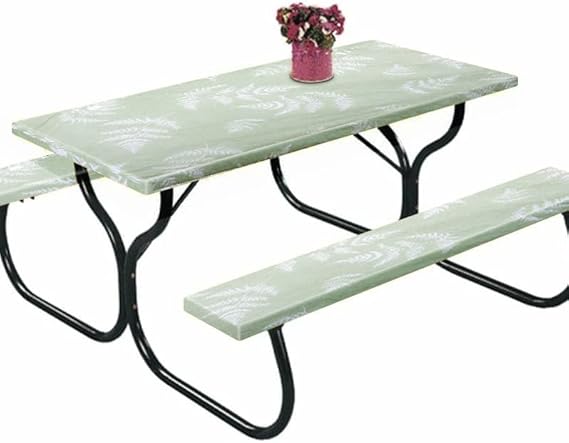 Amazon.com: Vinyl Picnic Table Cover and Bench Covers Fitted Tablecloth ...