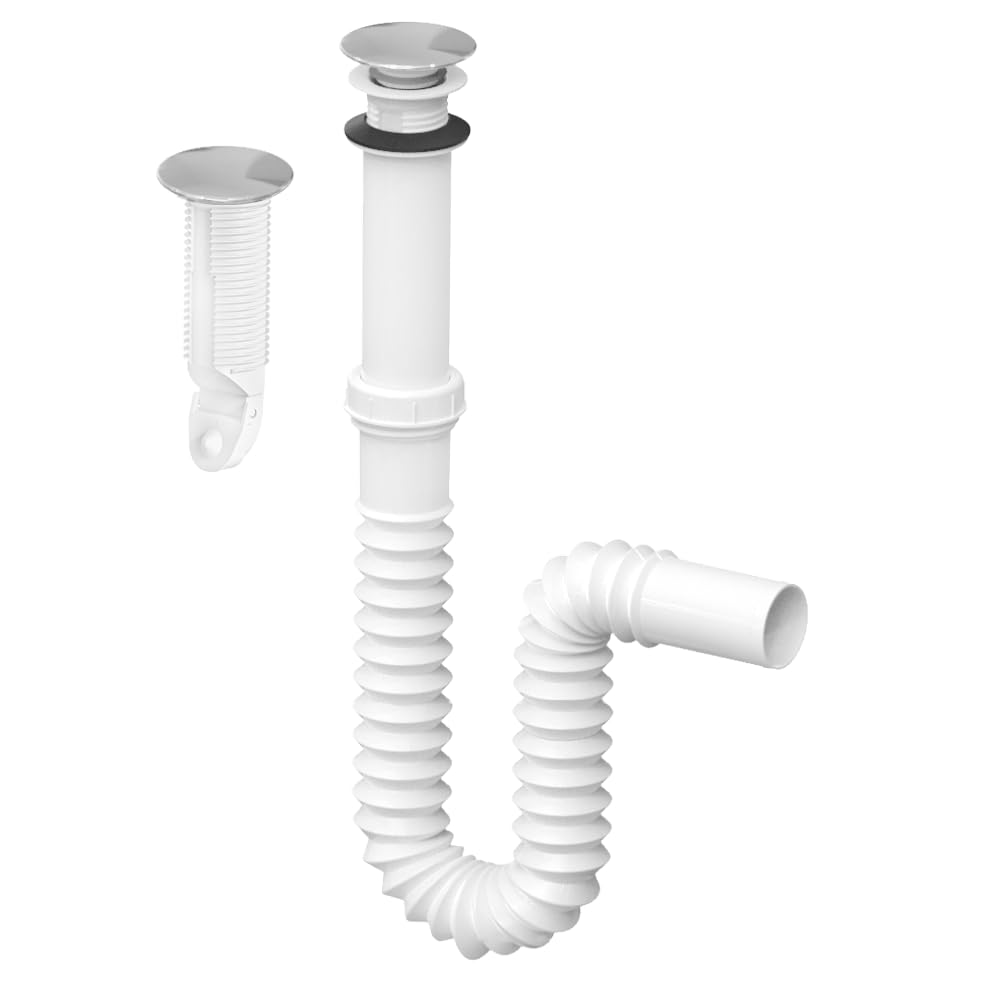 Fleximatic 2235A Cespol para Lavabo, flexible tipo P, con push button ...