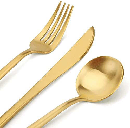 Snapklik.com : Matte Gold Silverware Set, SHARECOOK 30-Piece Stainless ...
