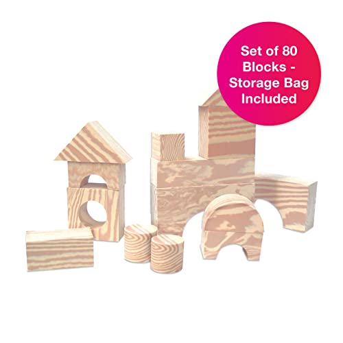 Edushape Wood-Like Soft Baby Blocks, 80 Pieces - Stacking Blocks That ...