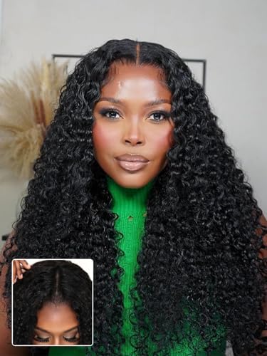 Amazon.com : Vanmast 26 Inch Curly V Part Wig Human Hair Brazilian ...