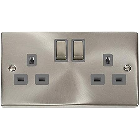 Click Deco VPSC535BK Satin Chrome 1 Gang Switched Socket Black Insert ...