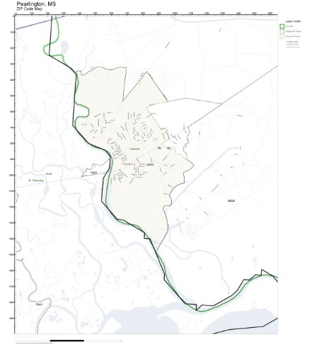 Amazon.com : ZIP Code Wall Map of Pearlington, MS ZIP Code Map Not ...