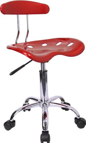 Amazon.com: Flash Furniture Vibrant Wine Red and Chrome Swivel Task ...