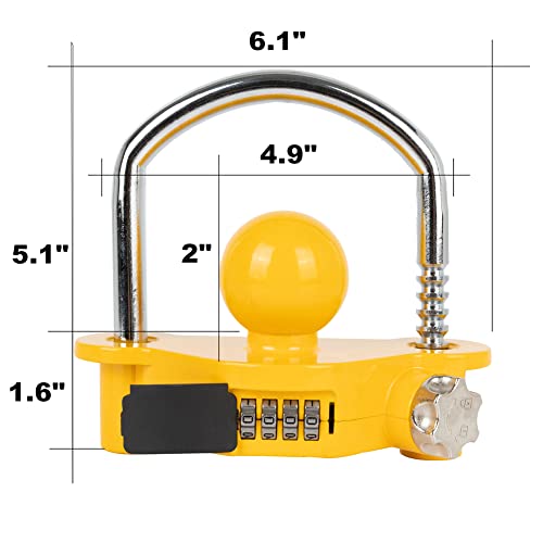 Snapklik.com : Trailer Ball Tow Hitch Lock Adjustable Storage Security ...