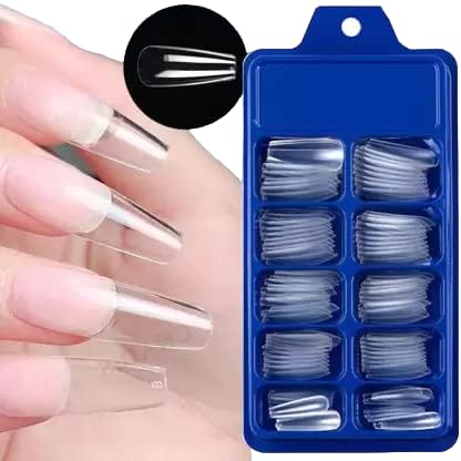 Buy Transparent Nails, 100 Artificial Fake Nail Set | Lightweight, Long ...
