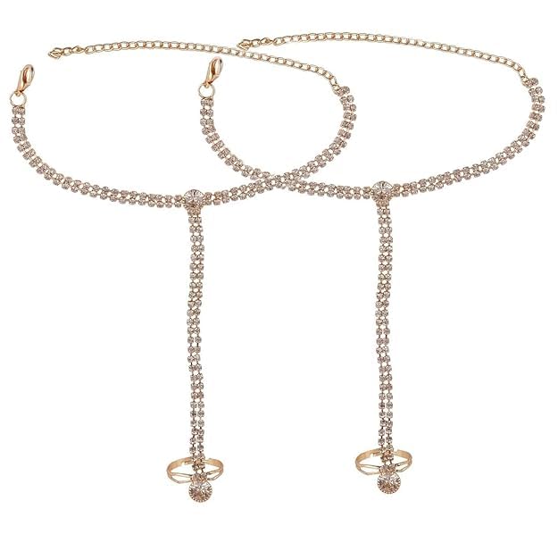 Buy Gold Plated Hand Bracelet Chain With Finger Ring Bridal Diamond ...