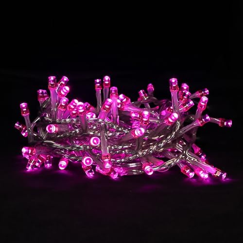 LED Pink Christmas Lights - Mini Pink String Lights Plug in, 8 Modes ...