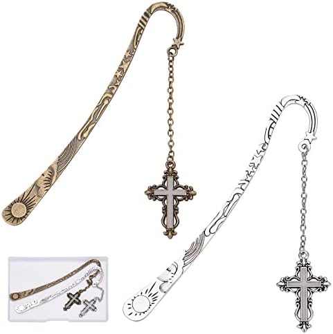 Amazon.com: WEBEEDY 2 Pcs Vintage Metal Cross Bookmark Glow in The Dark ...