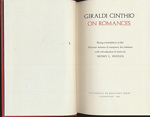 Giraldi Cinthio on Romances: cinthio, geraldi: Amazon.com: Books