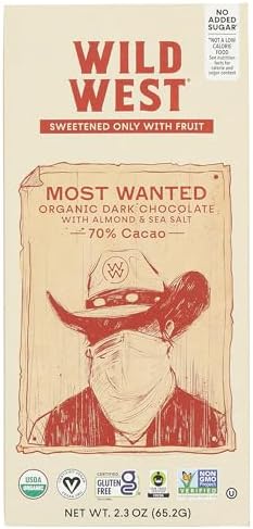 Amazon.com : Wild West Organic Most Wanted Dark Chocolate Bar, 2.3 OZ ...