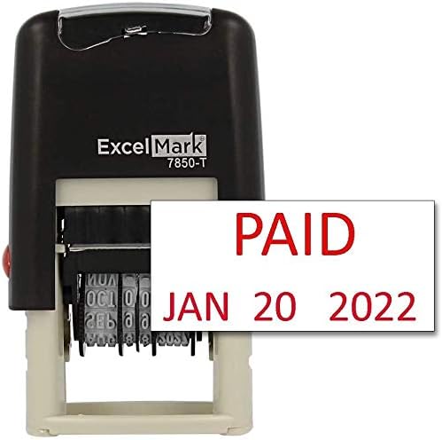 Amazon.com: ExcelMark Paid - Self-Inking Rubber Date Stamp - Compact ...