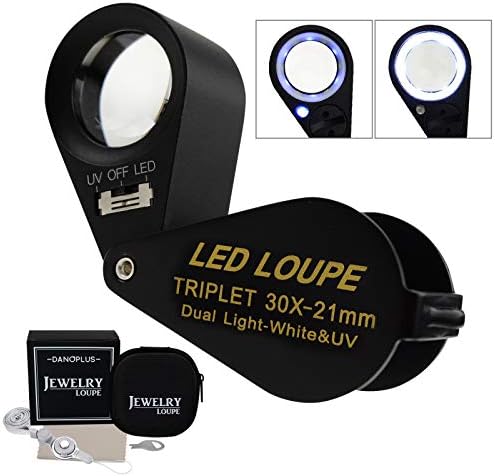10x Magnifier Jewelry Loupe LED UV Light 21mm Achromatic Triplet Lens ...